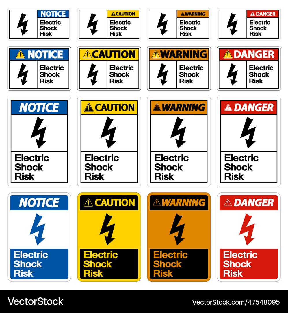 Electric shock risk symbol sign on white Vector Image