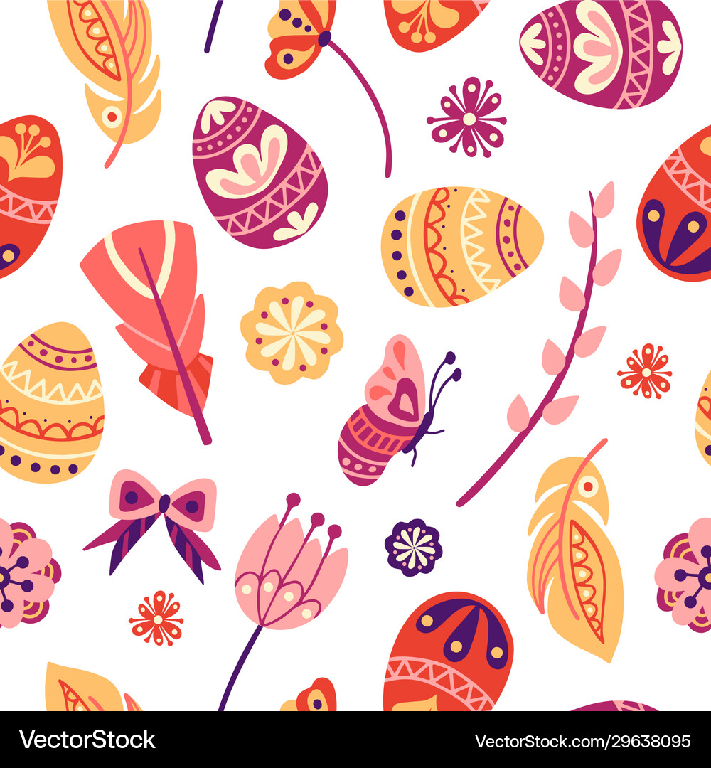 Floral easter seamless pattern holiday background Vector Image