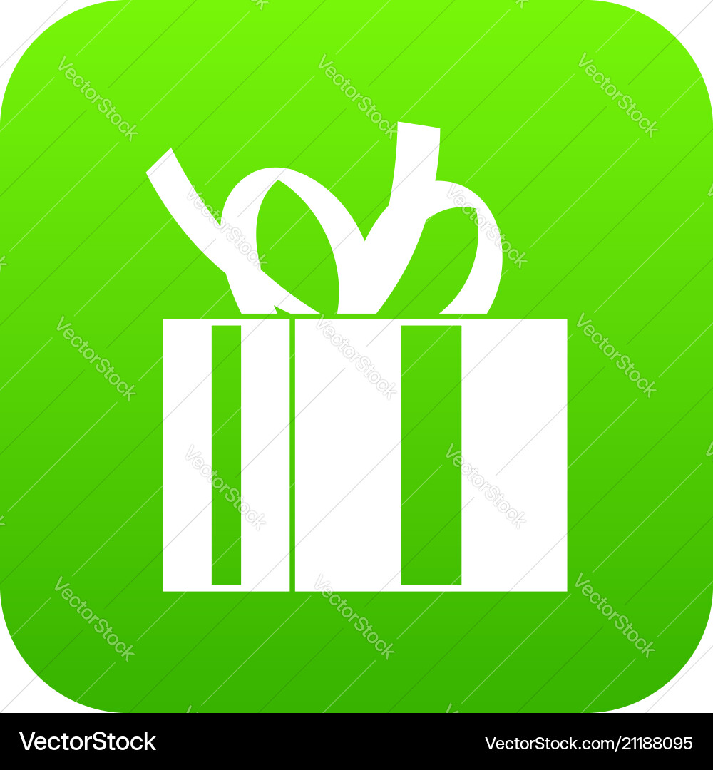 Gift box with ribbon icon digital green Royalty Free Vector