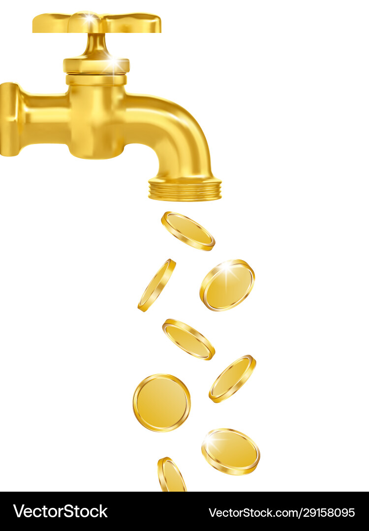 Golden coins isolated on white Royalty Free Vector Image