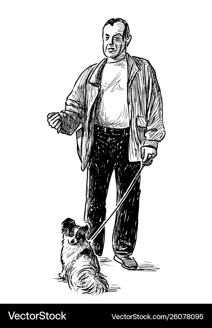 Hand drawing a casual townsman strolling Vector Image