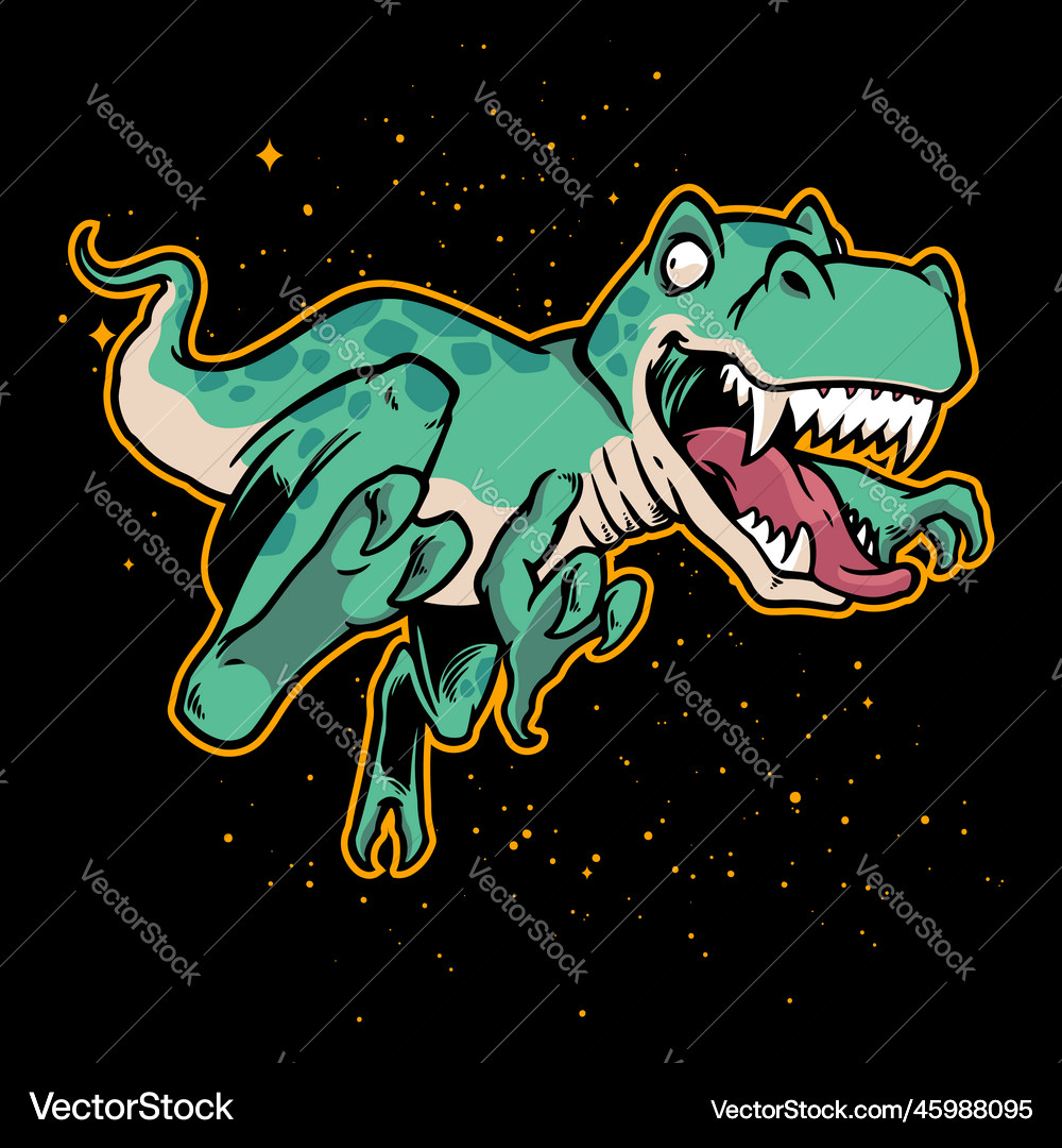 Hand drawn of dinosaurs flying on outer space Vector Image