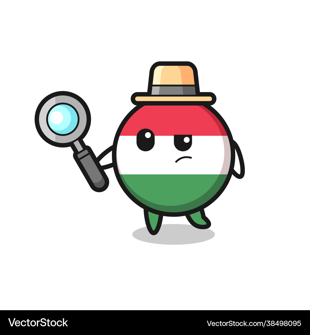 Hungary flag badge detective character Royalty Free Vector