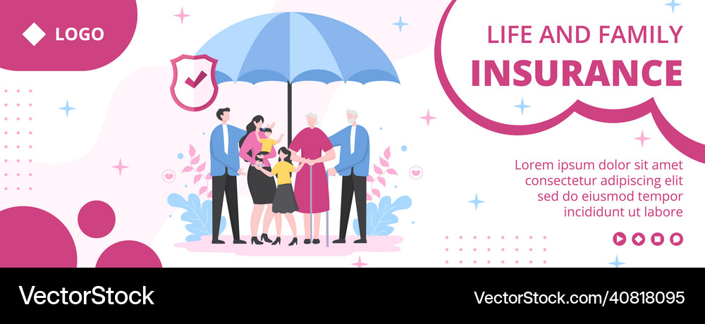 Life insurance cover template flat design Vector Image