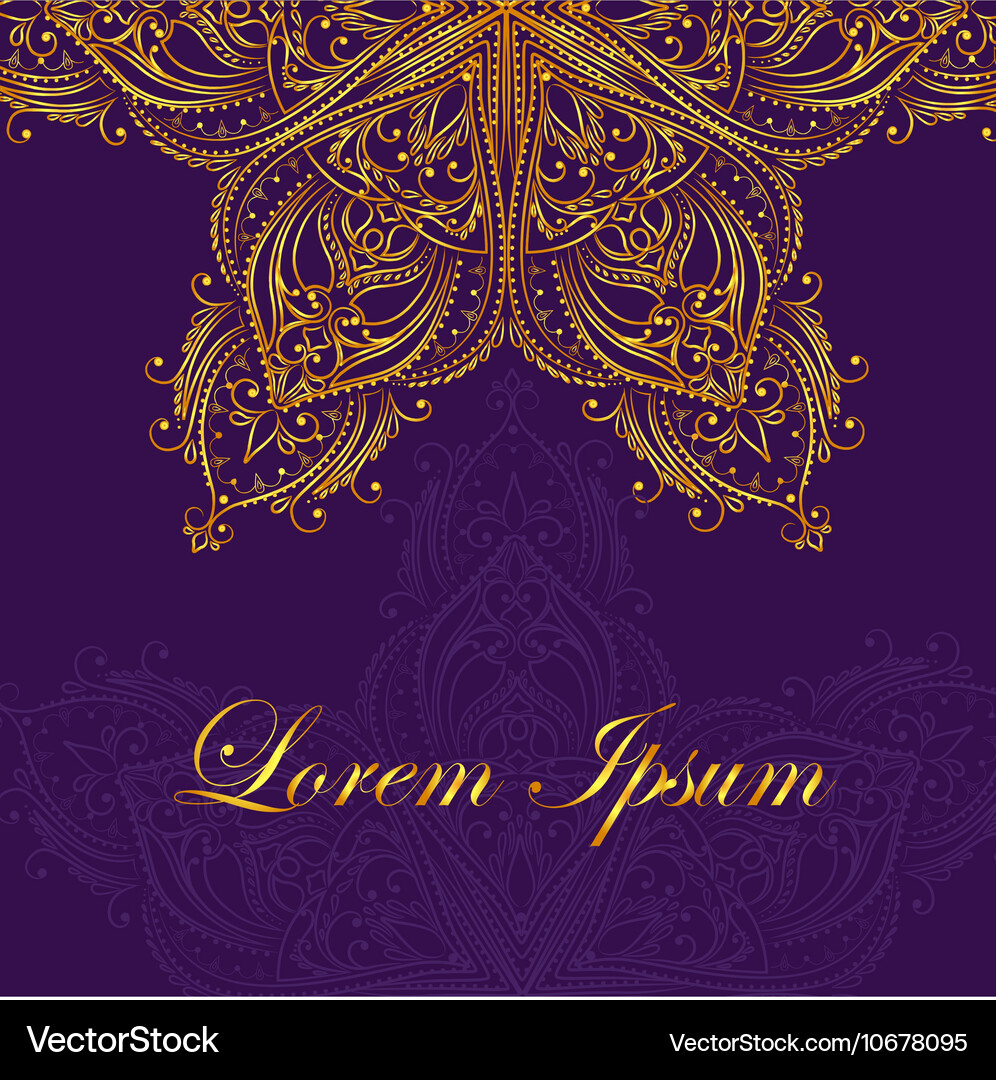 Lilac back with golden round ornate Royalty Free Vector