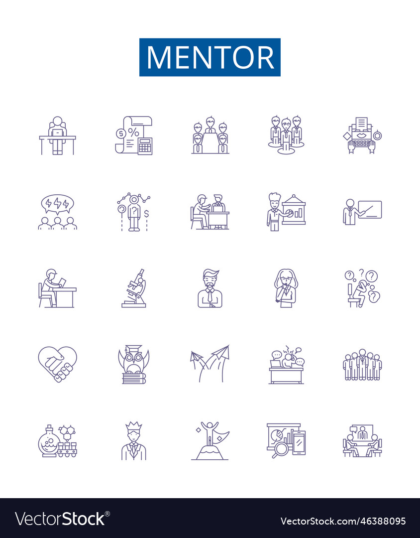 Mentor line icons signs set design collection Vector Image