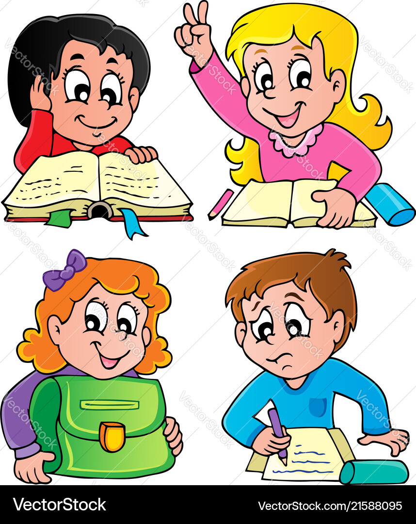 School Children Theme - Education Clip Art Vector Image