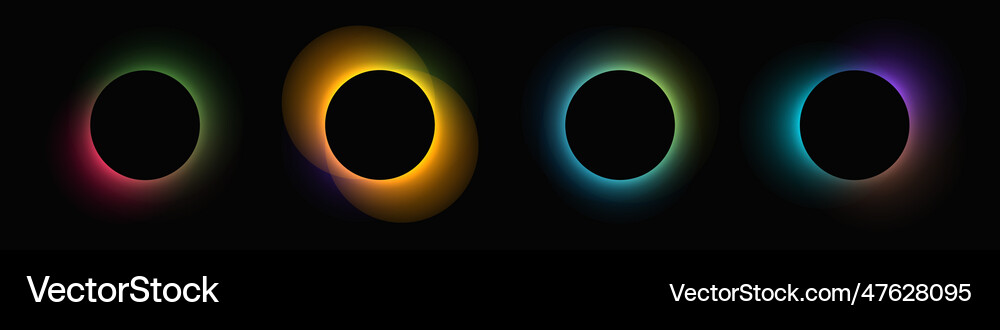 Set of circle illuminate light frames with color Vector Image