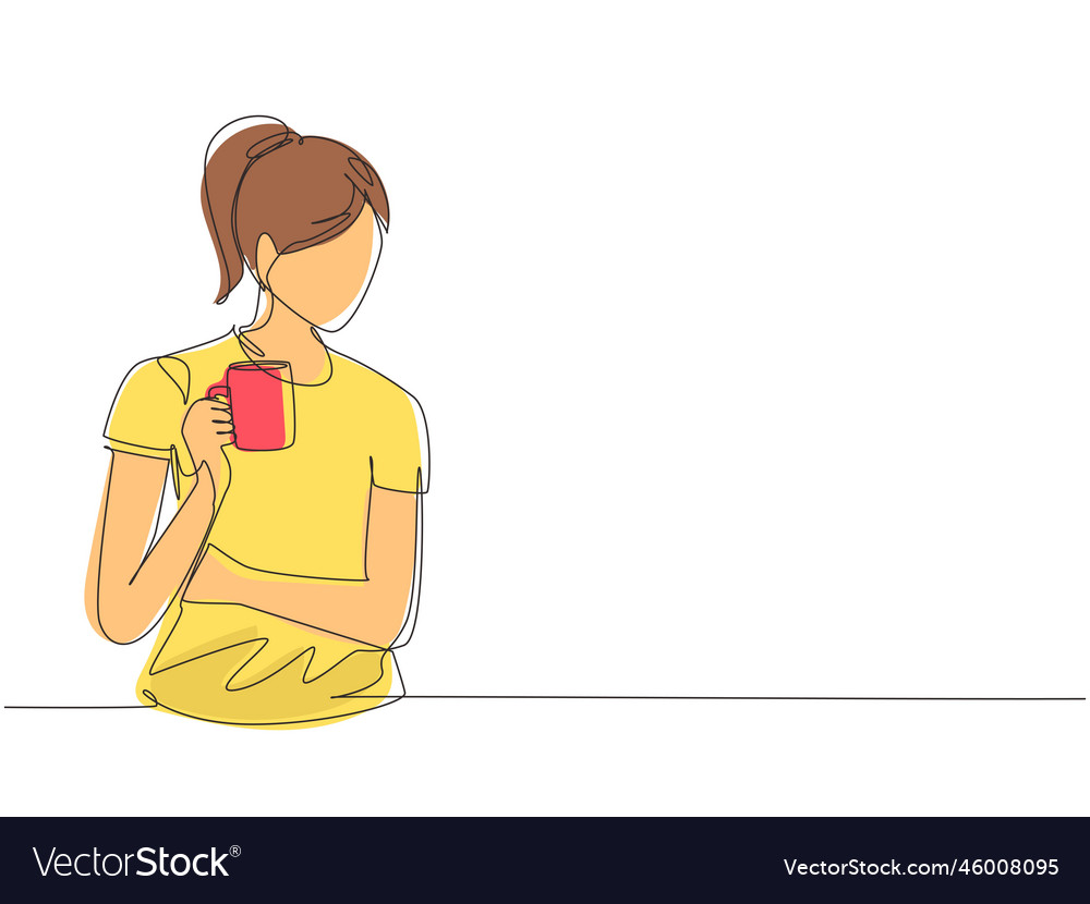 Single continuous line drawing beautiful woman Vector Image