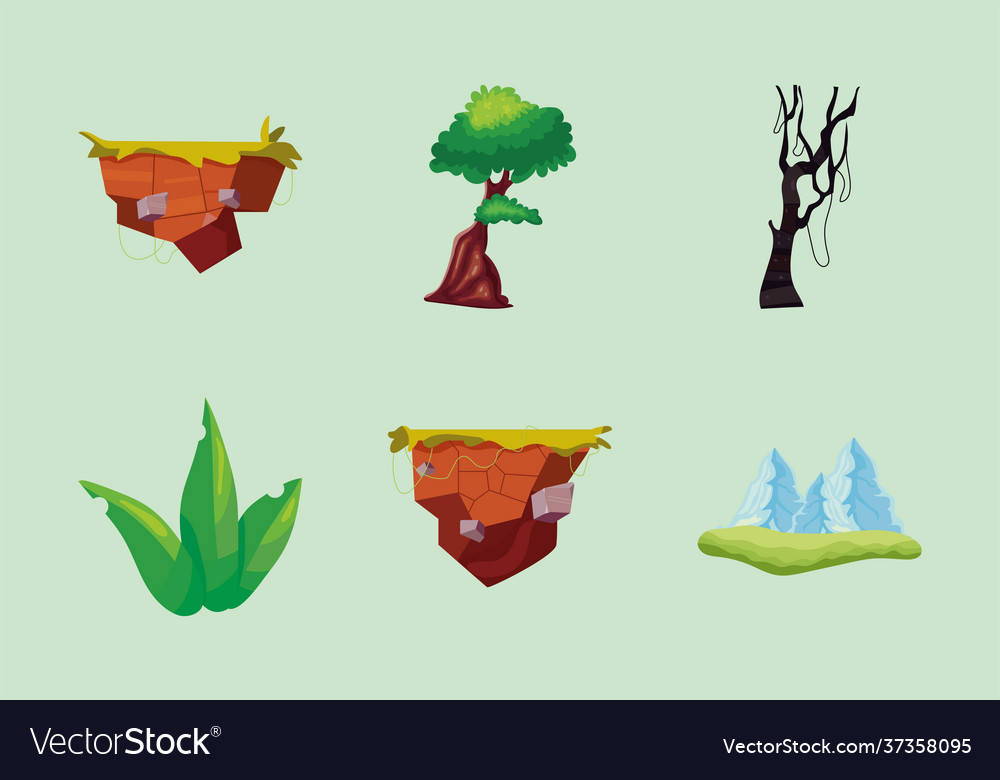 Six landscape icons Royalty Free Vector Image - VectorStock