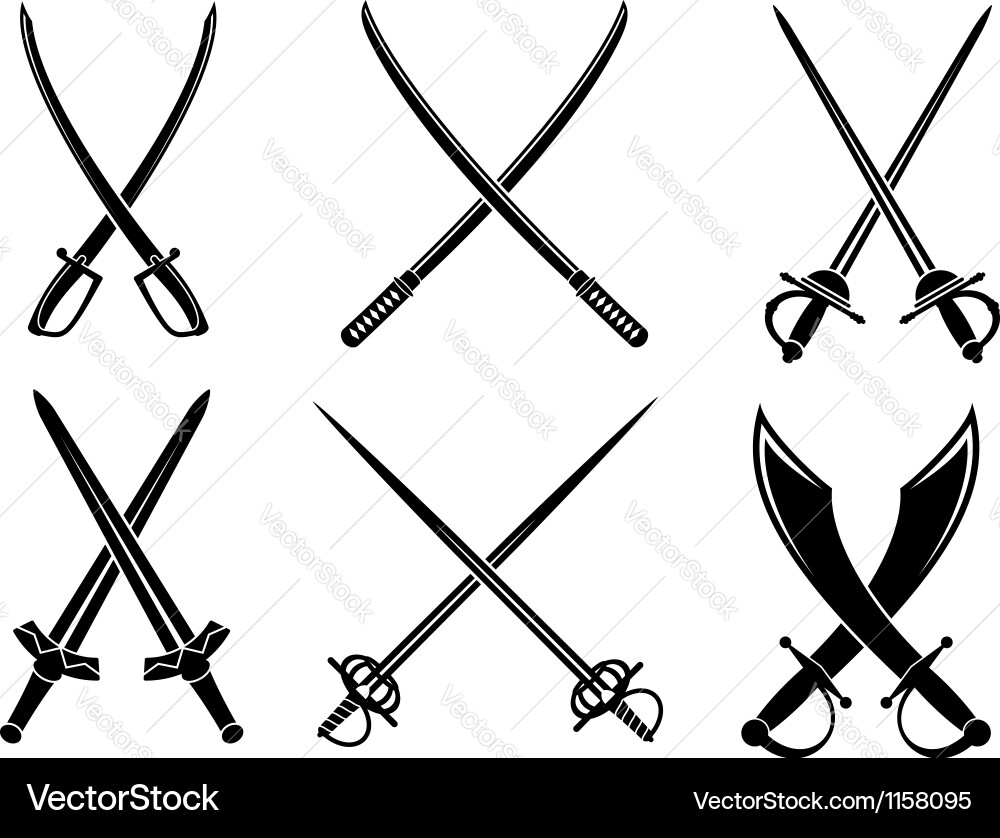 Swords sabres and longswords set Royalty Free Vector Image