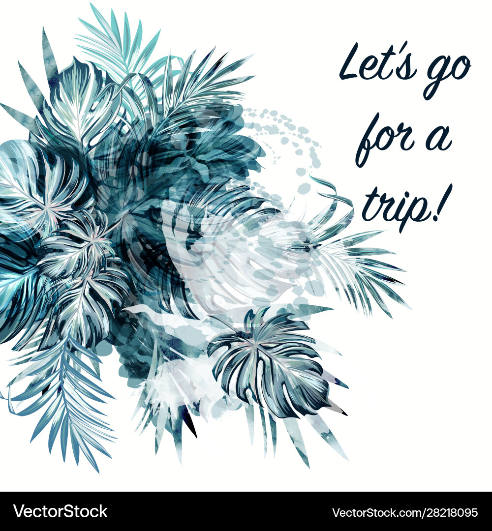 Tropical background with palm leaves vacation Vector Image