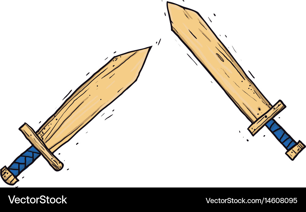 Wooden children swords Royalty Free Vector Image
