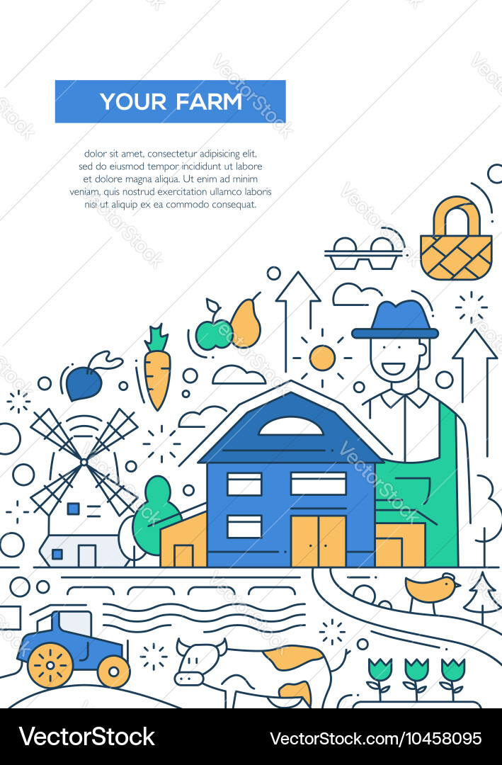 Your farm - line design brochure poster template Vector Image