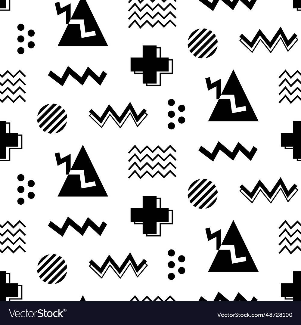 90s trendy geometric memphis seamless pattern Vector Image 90s trendy geometric memphis seamless pattern Vector Image