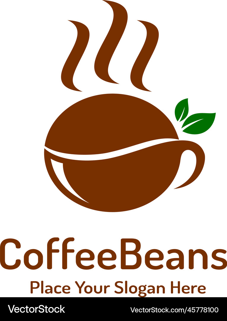 A cup of coffee logo template design with seed Vector Image