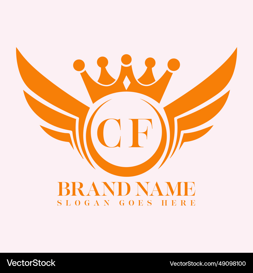 Cf letter initial with royal luxury logo and wings