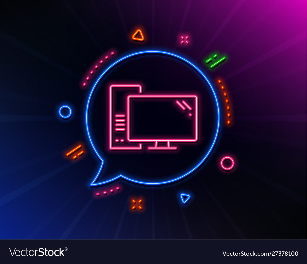 Computer line icon pc component sign monitor Vector Image