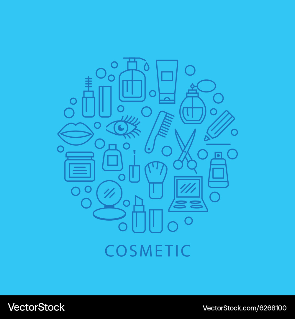 Cosmetics with icons and signs Royalty Free Vector Image