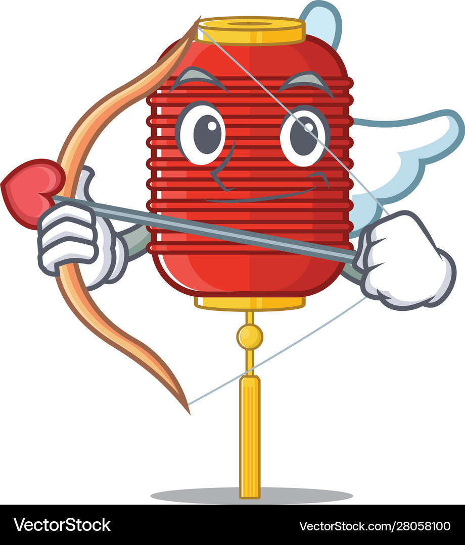 Cute chinese lantern cupid cartoon character Vector Image
