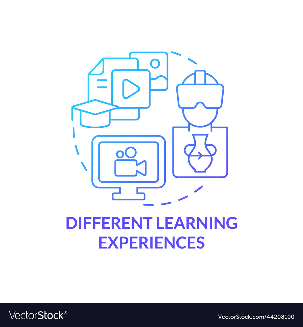 Different learning experiences blue gradient Vector Image