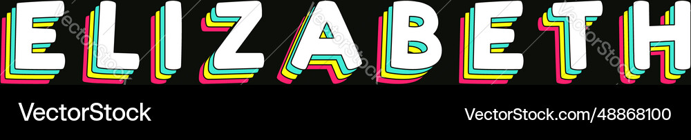 Elizabeth - retro rainbow typography faded style Vector Image
