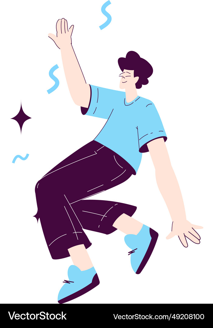 Happy man character rejoicing and cheering with Vector Image