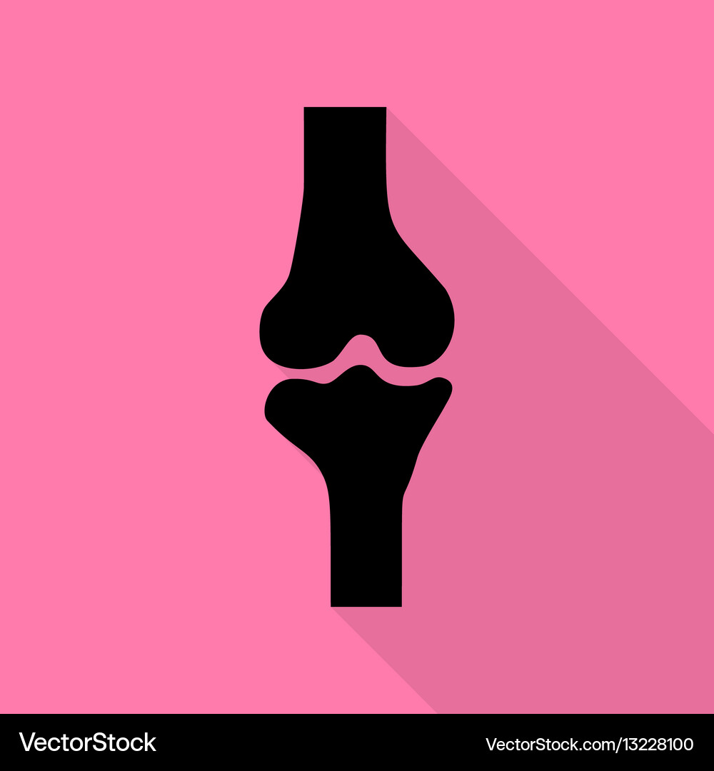 Knee joint sign black icon with flat style shadow Vector Image