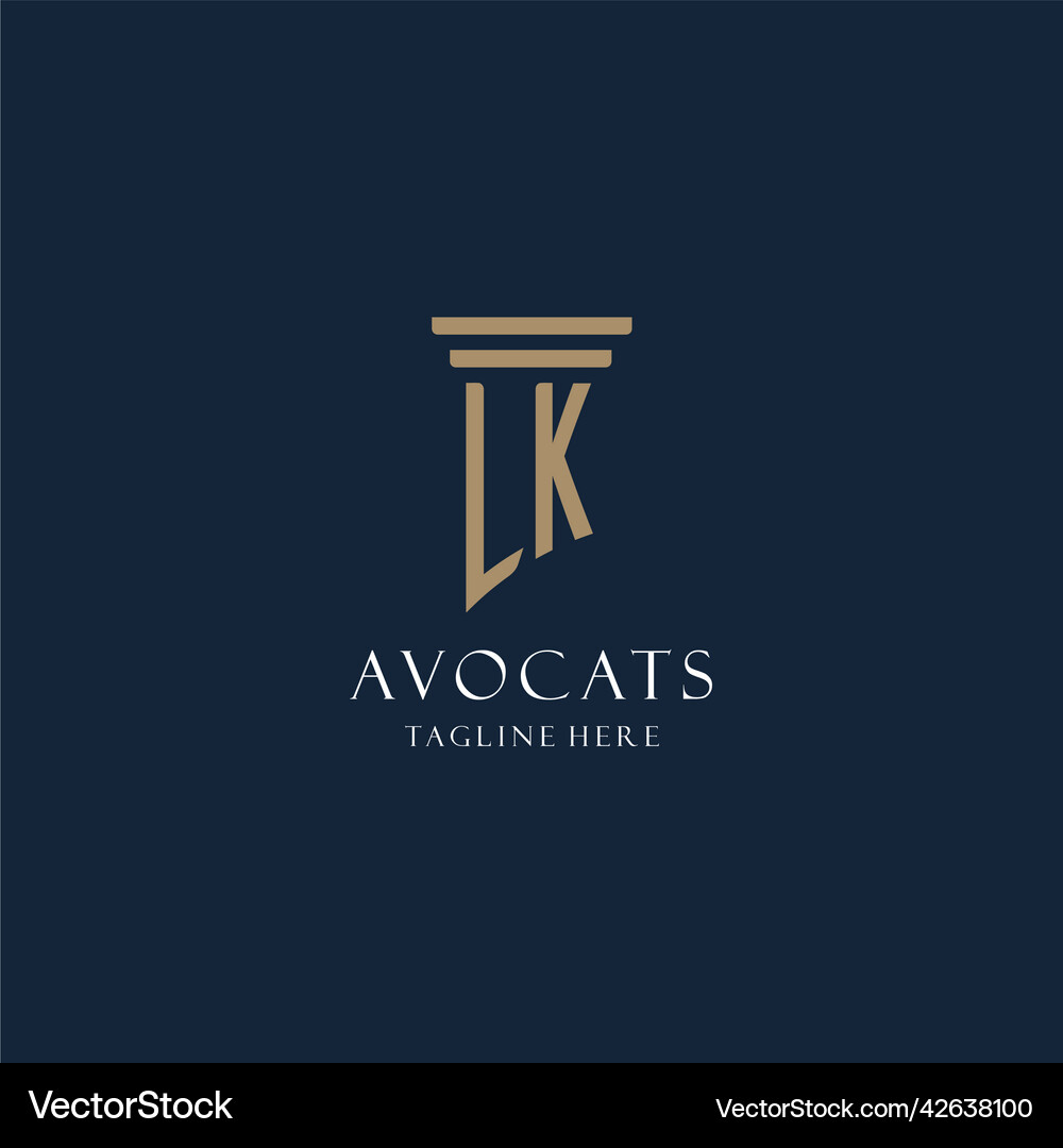 Lk initial monogram logo for law office lawyer Vector Image