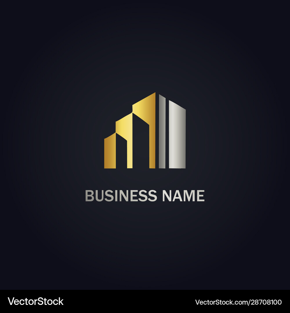 Modern building company gold logo Royalty Free Vector Image