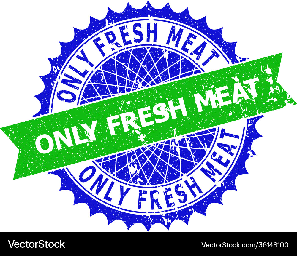 Only fresh meat bicolor rosette grunge seal Vector Image
