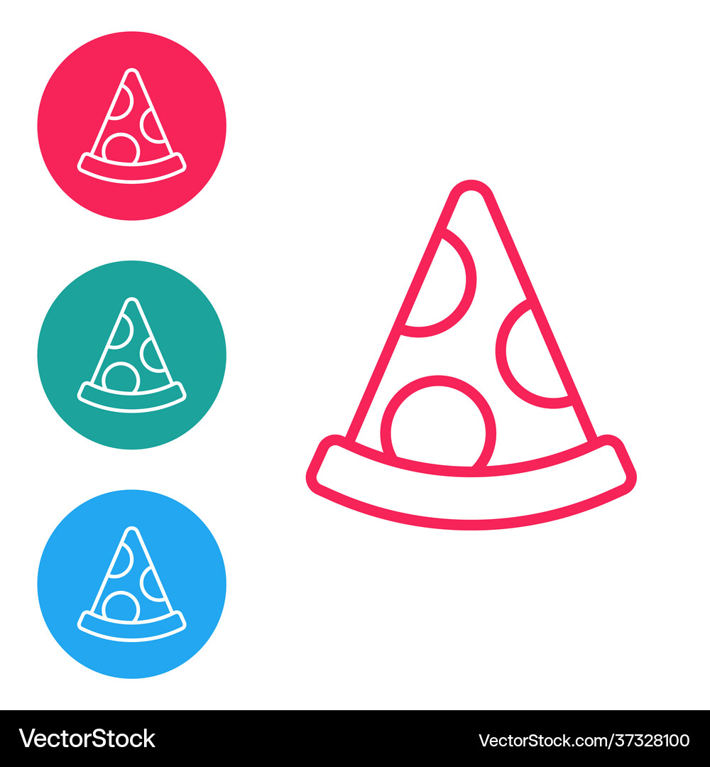 Red line slice pizza icon isolated on white Vector Image
