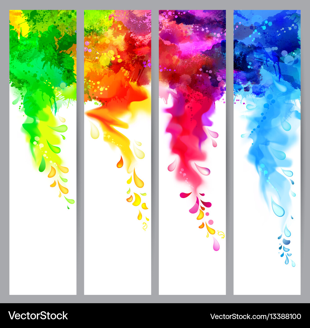 Set of four banners abstract headers with colored Vector Image