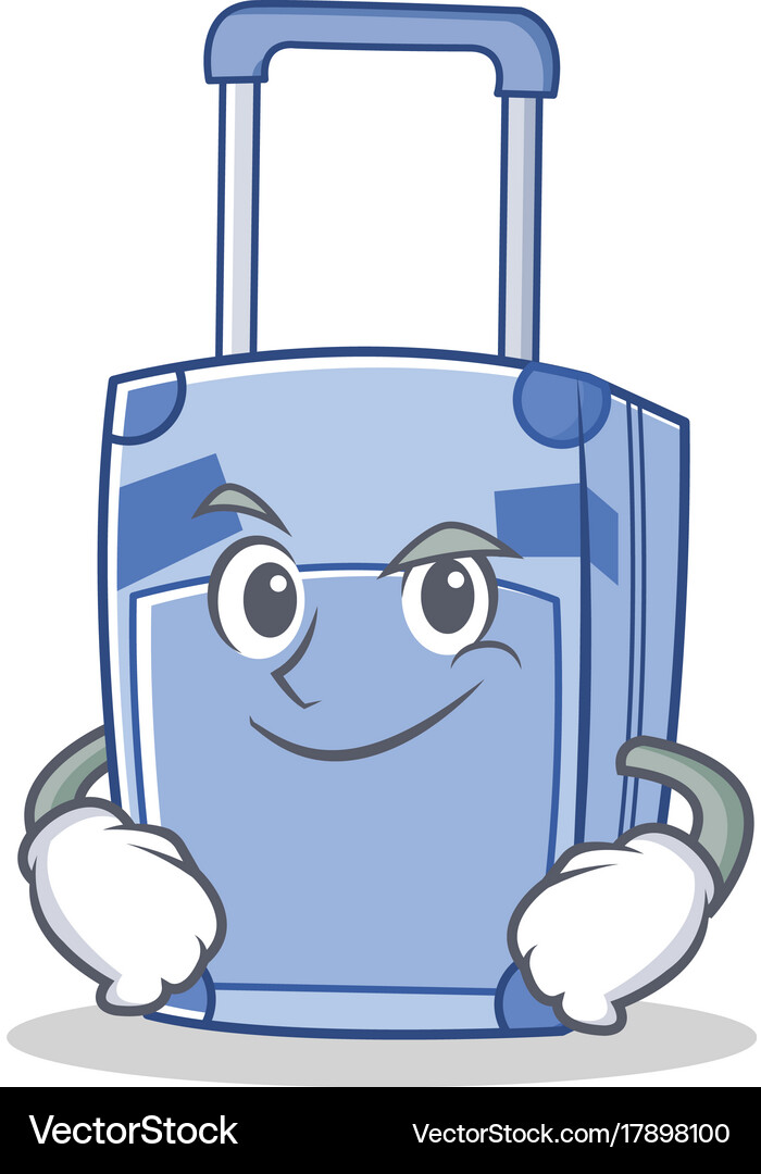 Smirking suitcase character cartoon style Vector Image