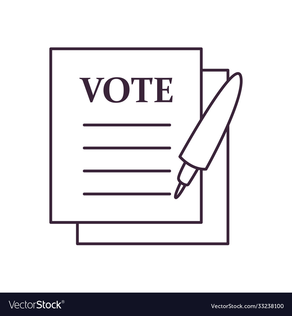 Vote paper with pen line style icon design Vector Image