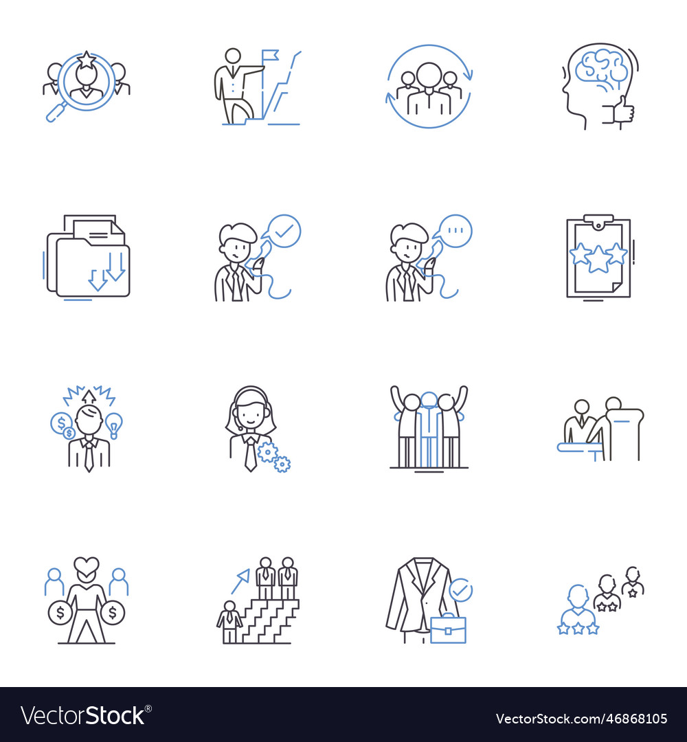 Analysts Line Icons Collection Insightful Vector Image