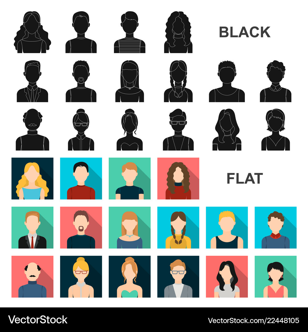 Avatar and face flat icons in set collection Vector Image