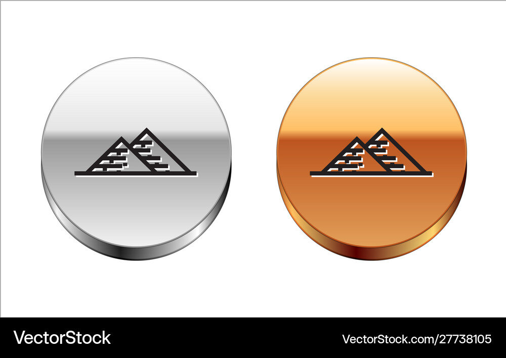 Black line egypt pyramids icon isolated on white Vector Image