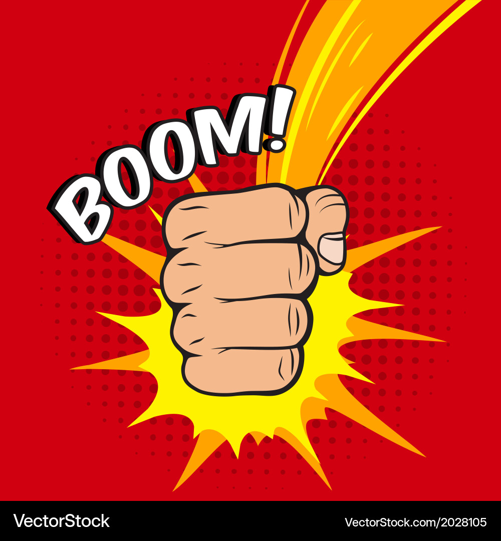 Clenched fist boom hit Royalty Free Vector Image