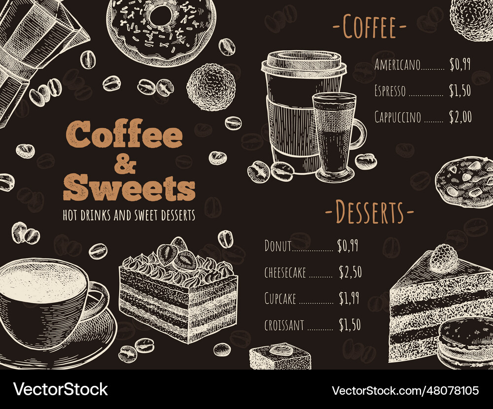 Coffee menu house bar or cafe design Royalty Free Vector