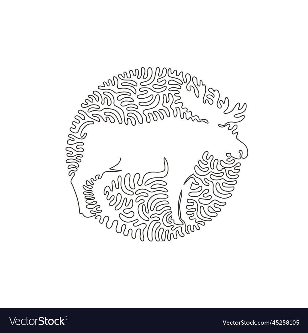 Continuous One Curve Line Drawing Of Funny Moose Vector Image