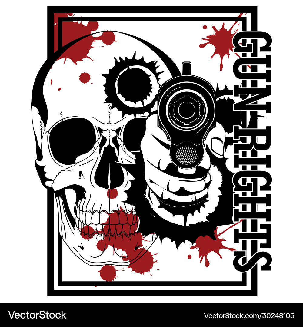 Design with firearms hand gun human skull Vector Image