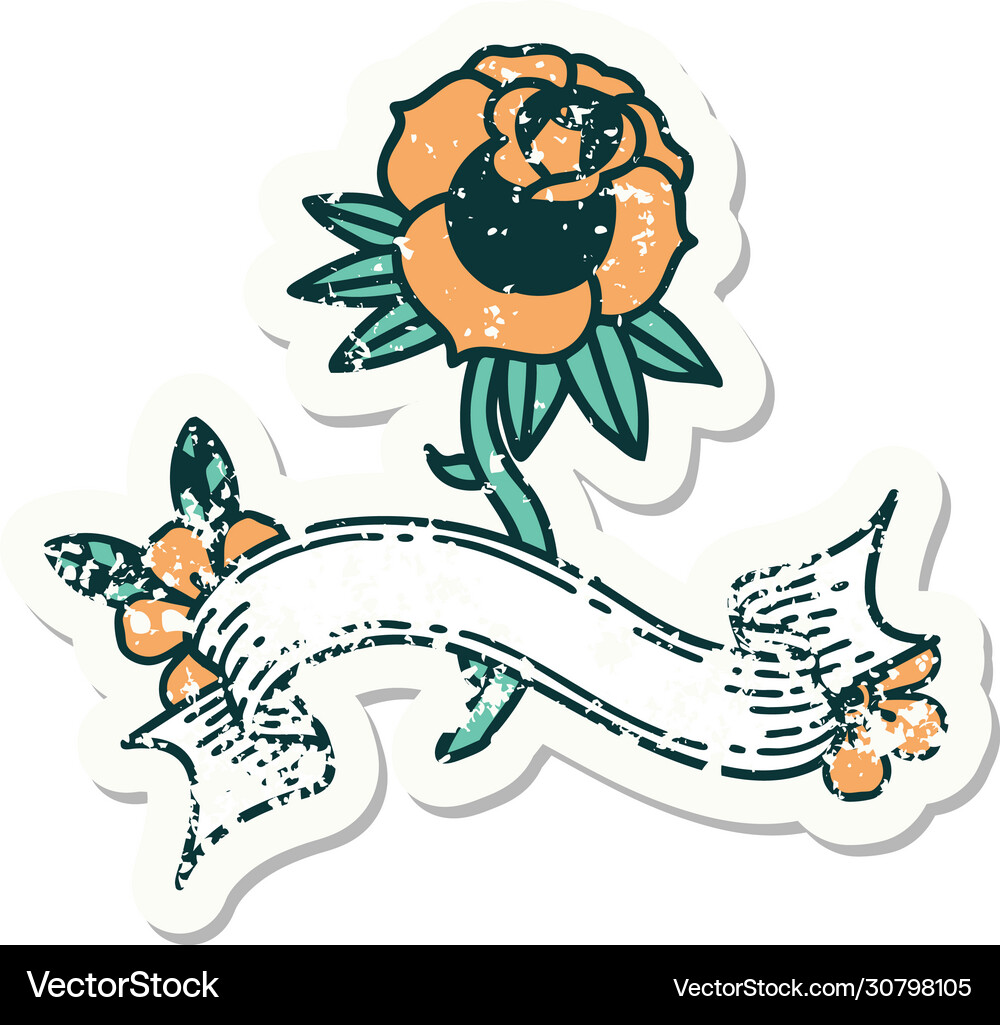 Grunge sticker with banner a rose Royalty Free Vector Image