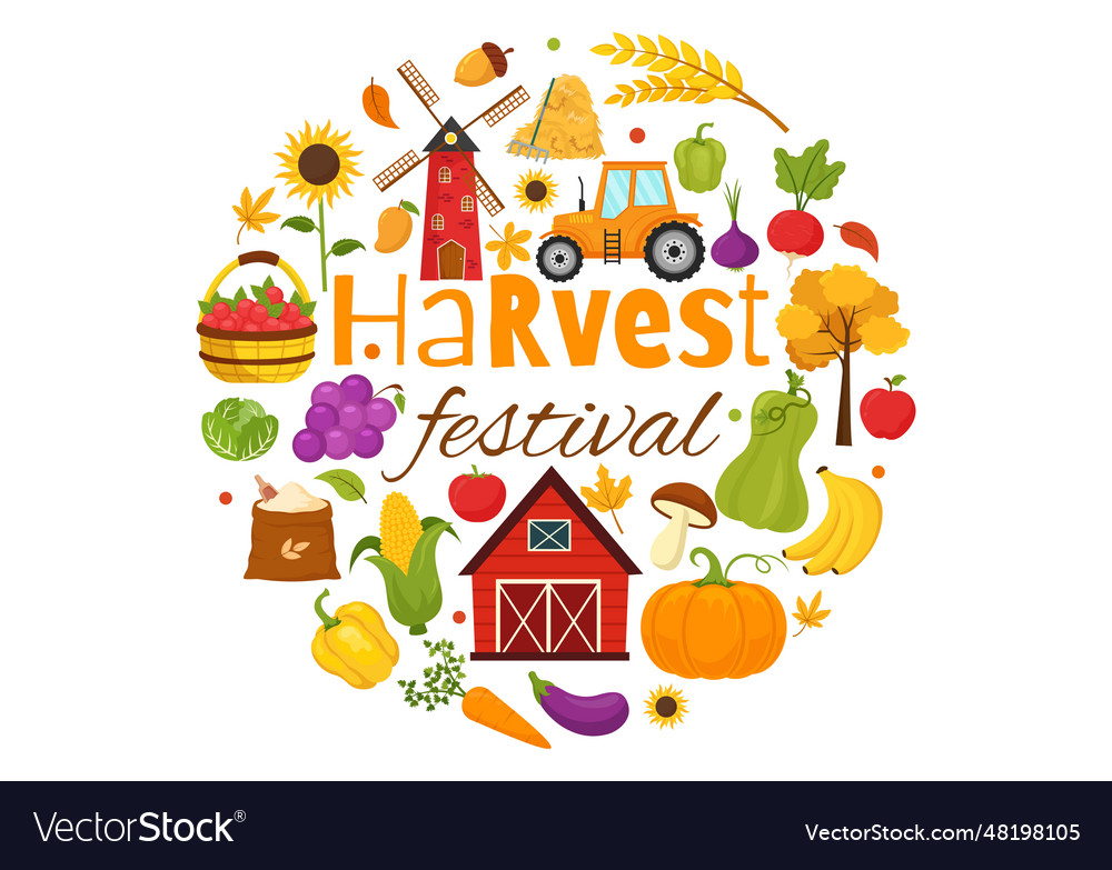 Happy harvest festival of autumn season Royalty Free Vector