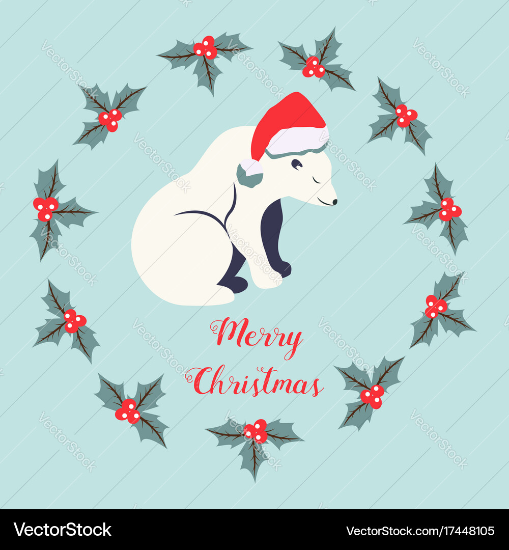 Holiday background with polar bear Royalty Free Vector Image