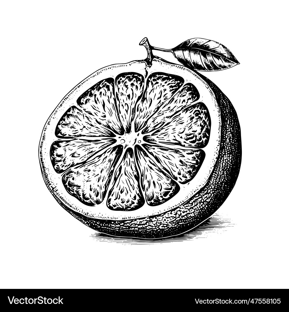 Orange drawing isolated hand drawn engraved style Vector Image
