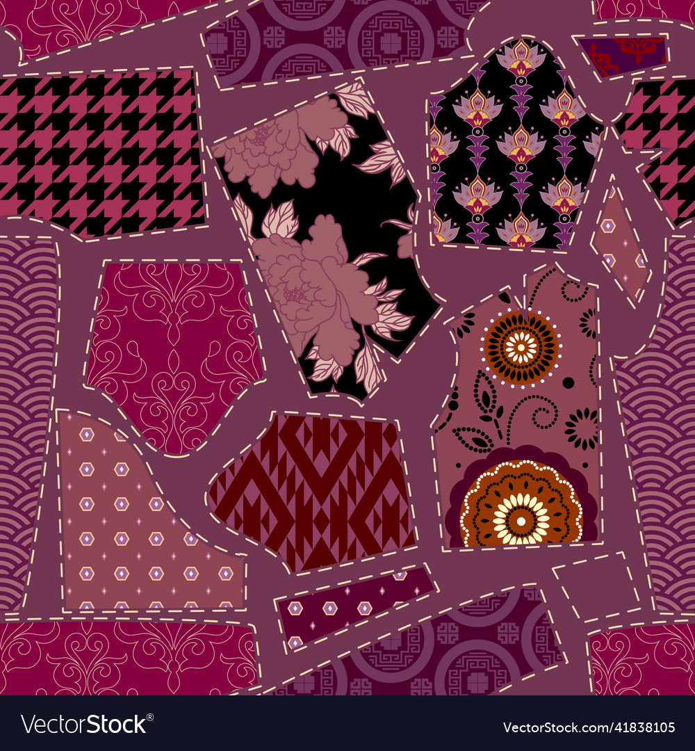 Patchwork textile pattern seamless quilting Vector Image