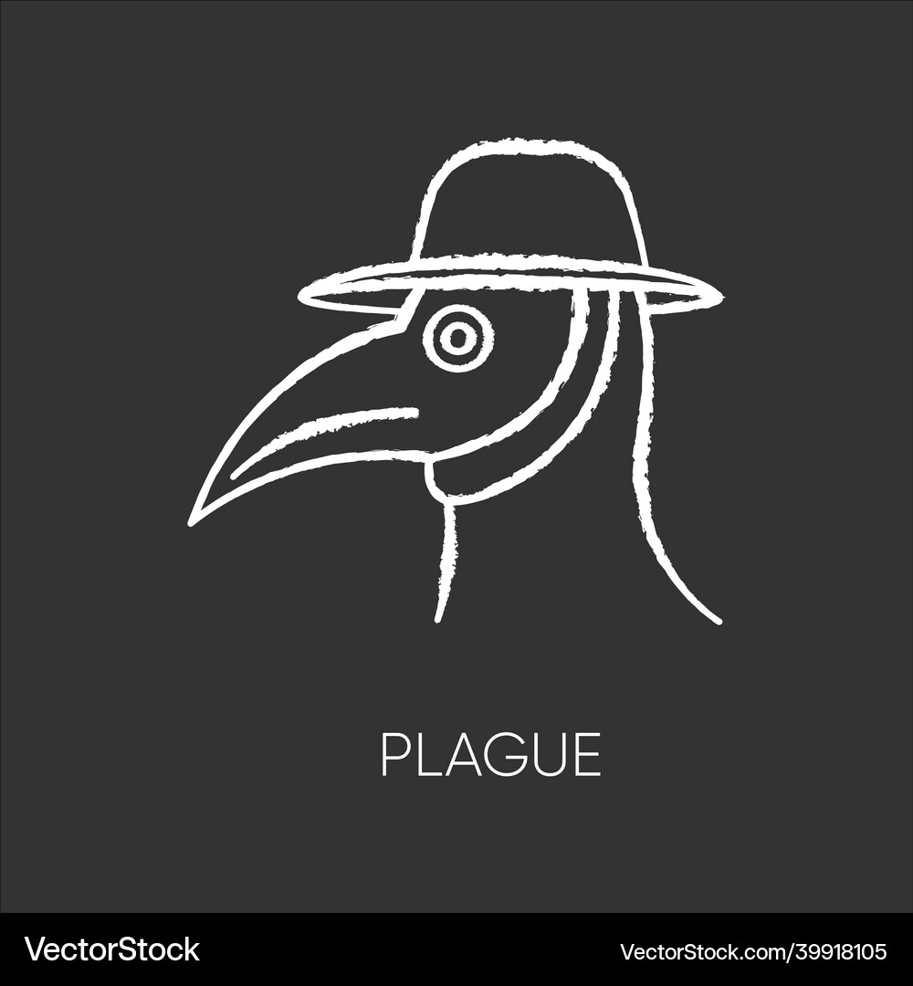 Plague chalk white icon on black background Vector Image