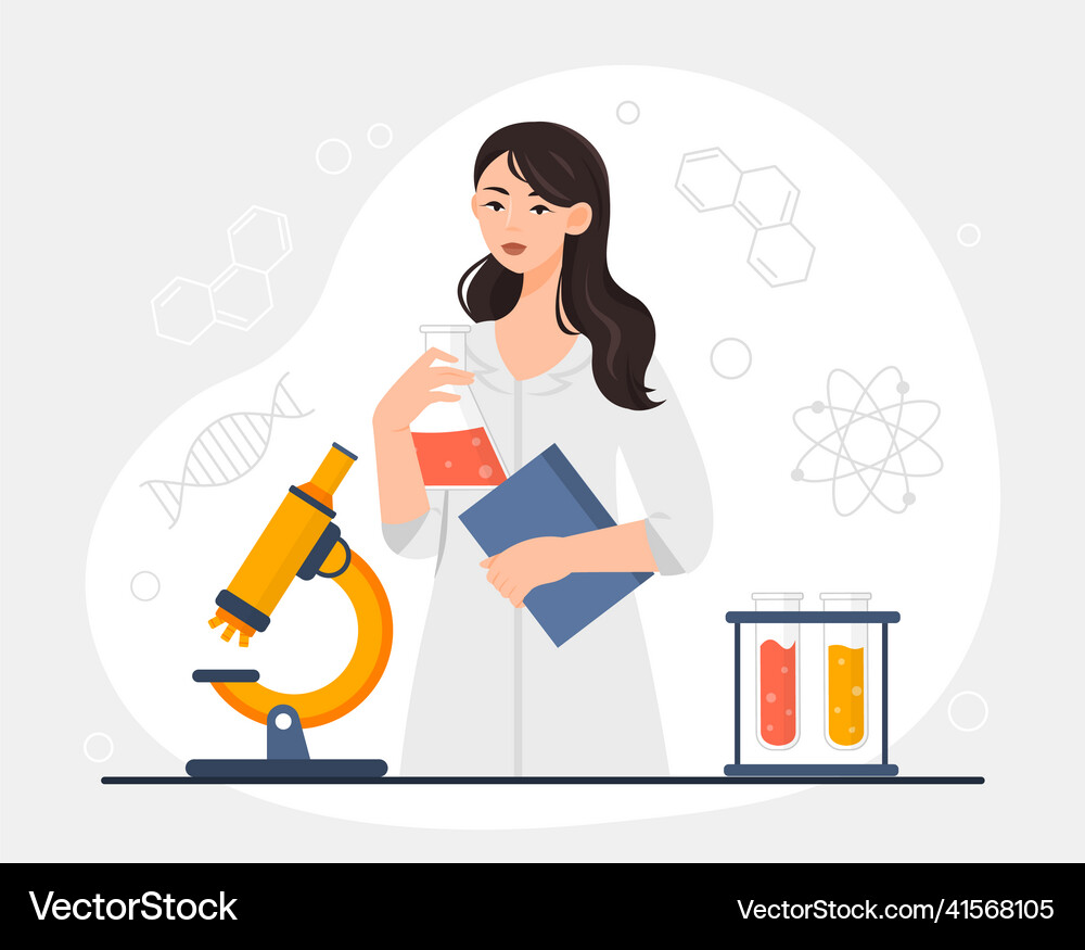 Scientist woman in lab coat Royalty Free Vector Image
