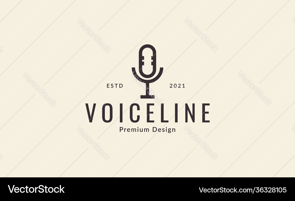 Voice or podcast microphone line logo design icon Vector Image